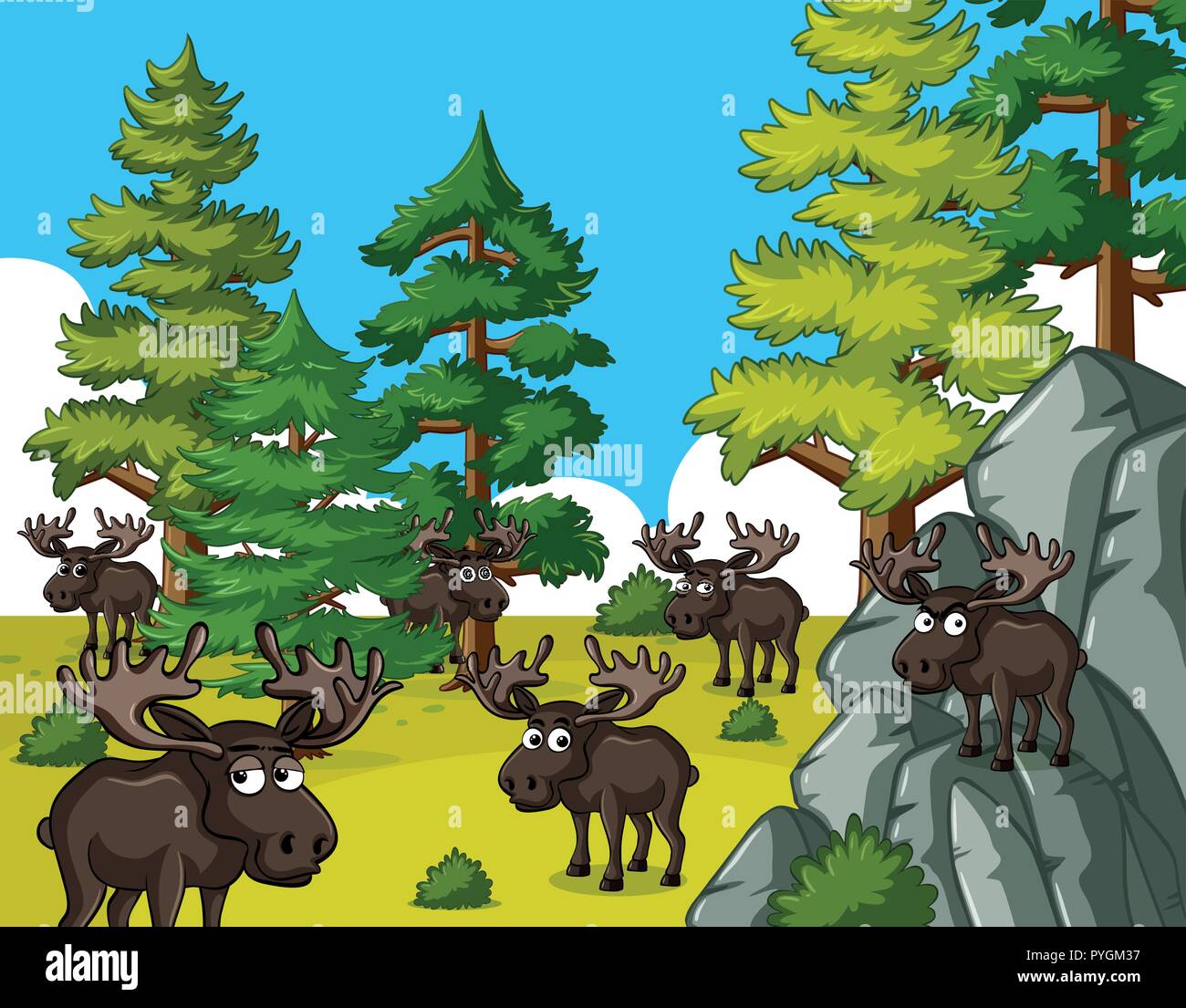 Stone in the forest Stock Vector Images - Alamy