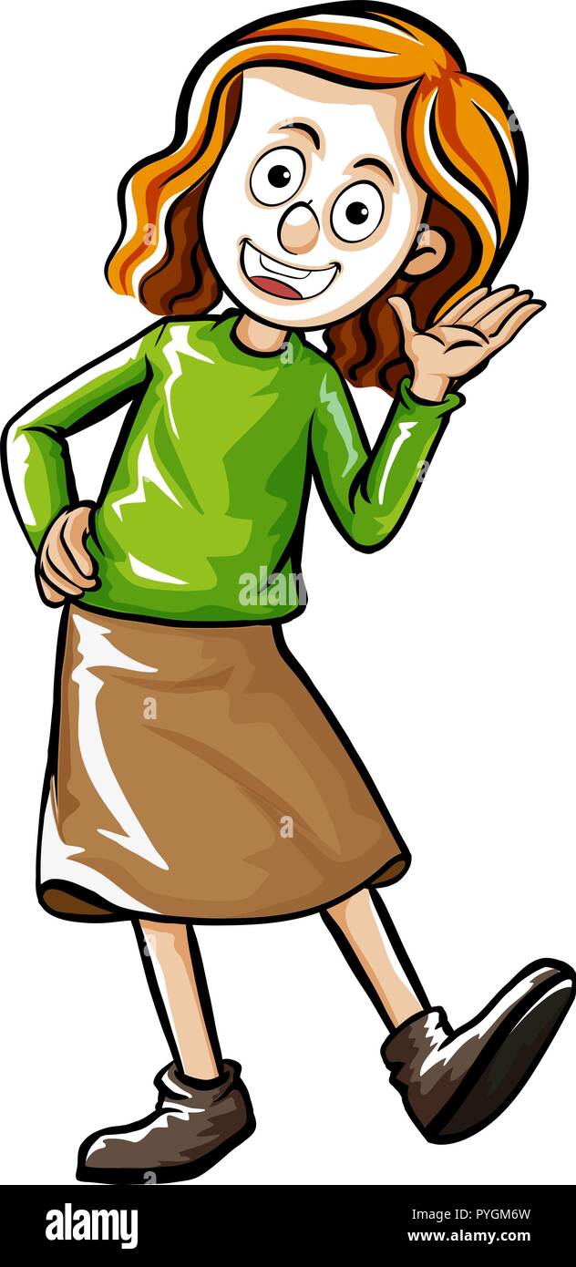 Doodle human character for happy girl illustration Stock Vector Image ...