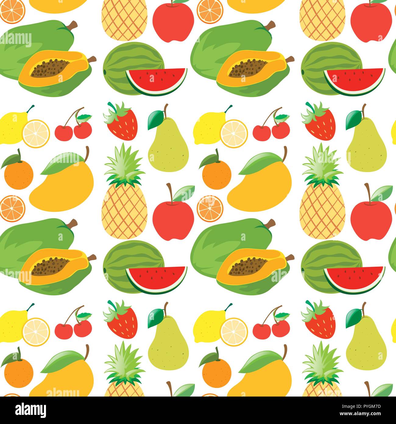 Seamless background with fresh fruits illustration Stock Vector Image ...