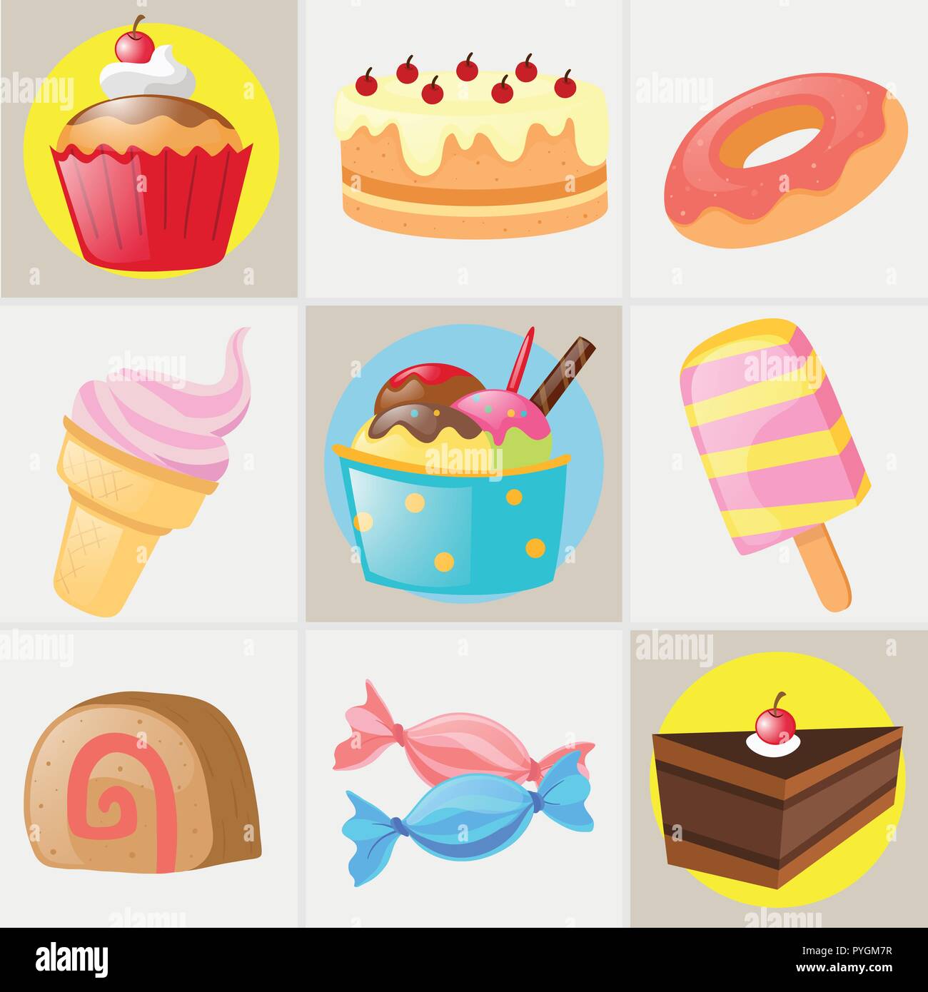 Different types of sweet desserts illustration Stock Vector Image & Art ...