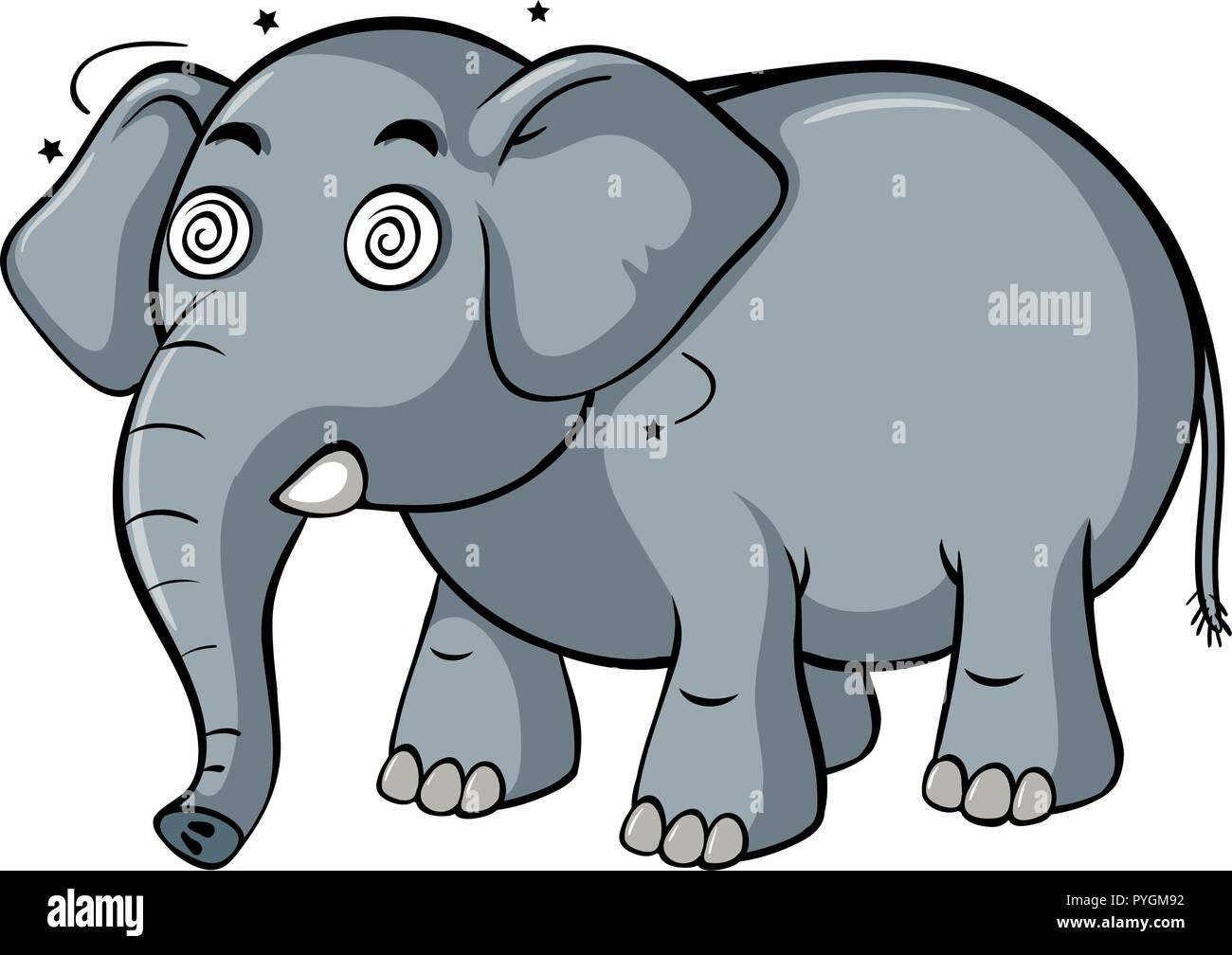 Gray elephant with dizzy face illustration Stock Vector Image & Art - Alamy