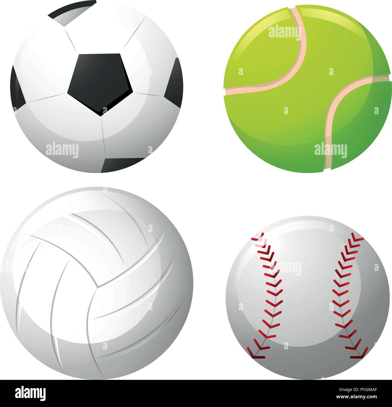 Four types of balls on white background illustration Stock Vector Image ...