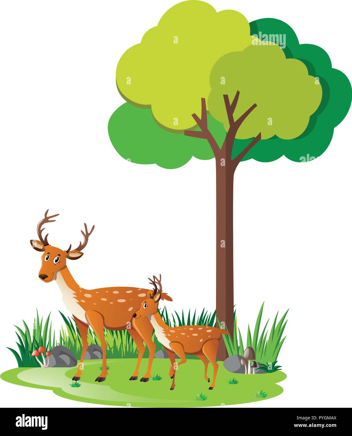 Mother deer and little fawn in forest illustration Stock Vector Image ... Mother deer and little fawn in forest illustration Stock Vector Image ...