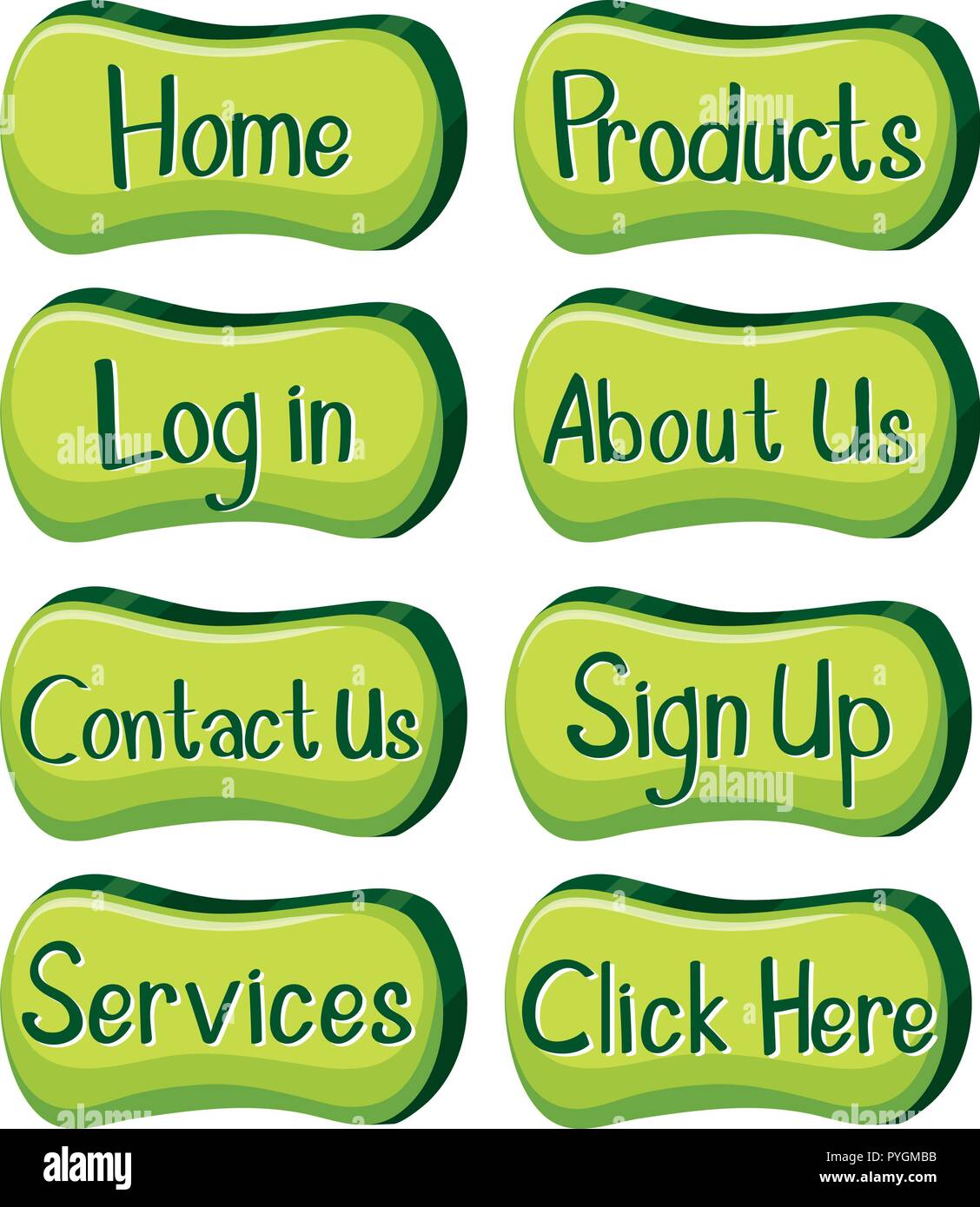 Buttons design with words in green illustration Stock Vector Image ...