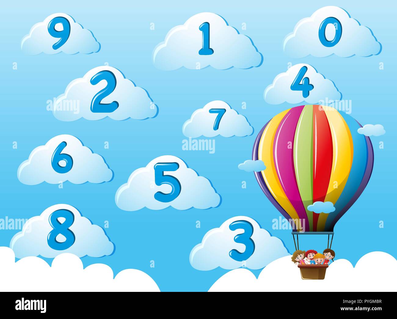 Kids on balloons counting numbers illustration Stock Vector Image & Art ...