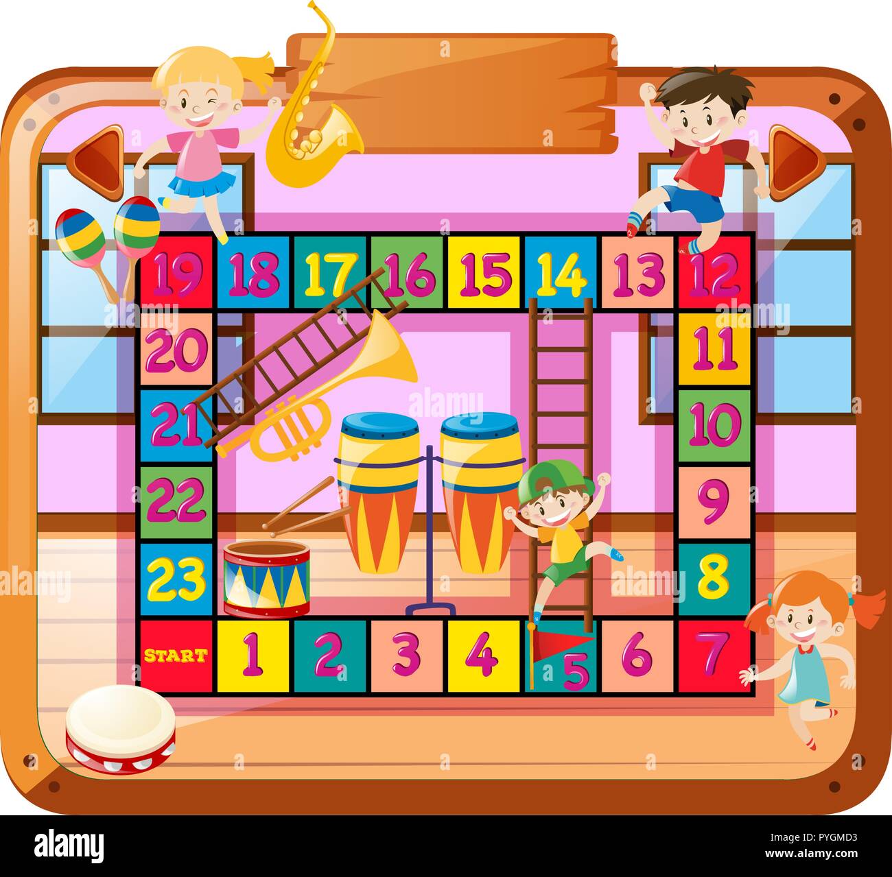 Boardgame template with kids in music class illustration Stock Vector ...