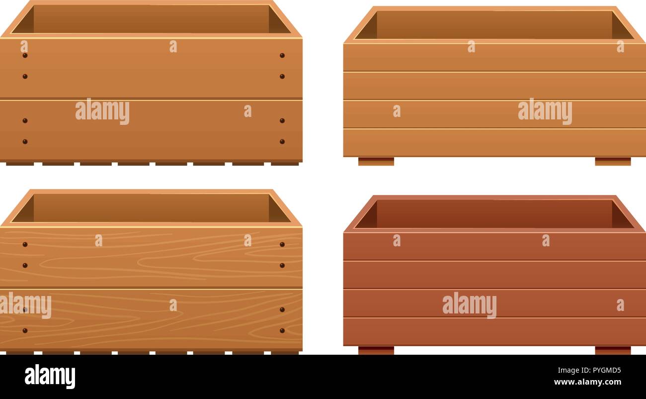 Wooden box designs with different texture of wood illustration Stock ...