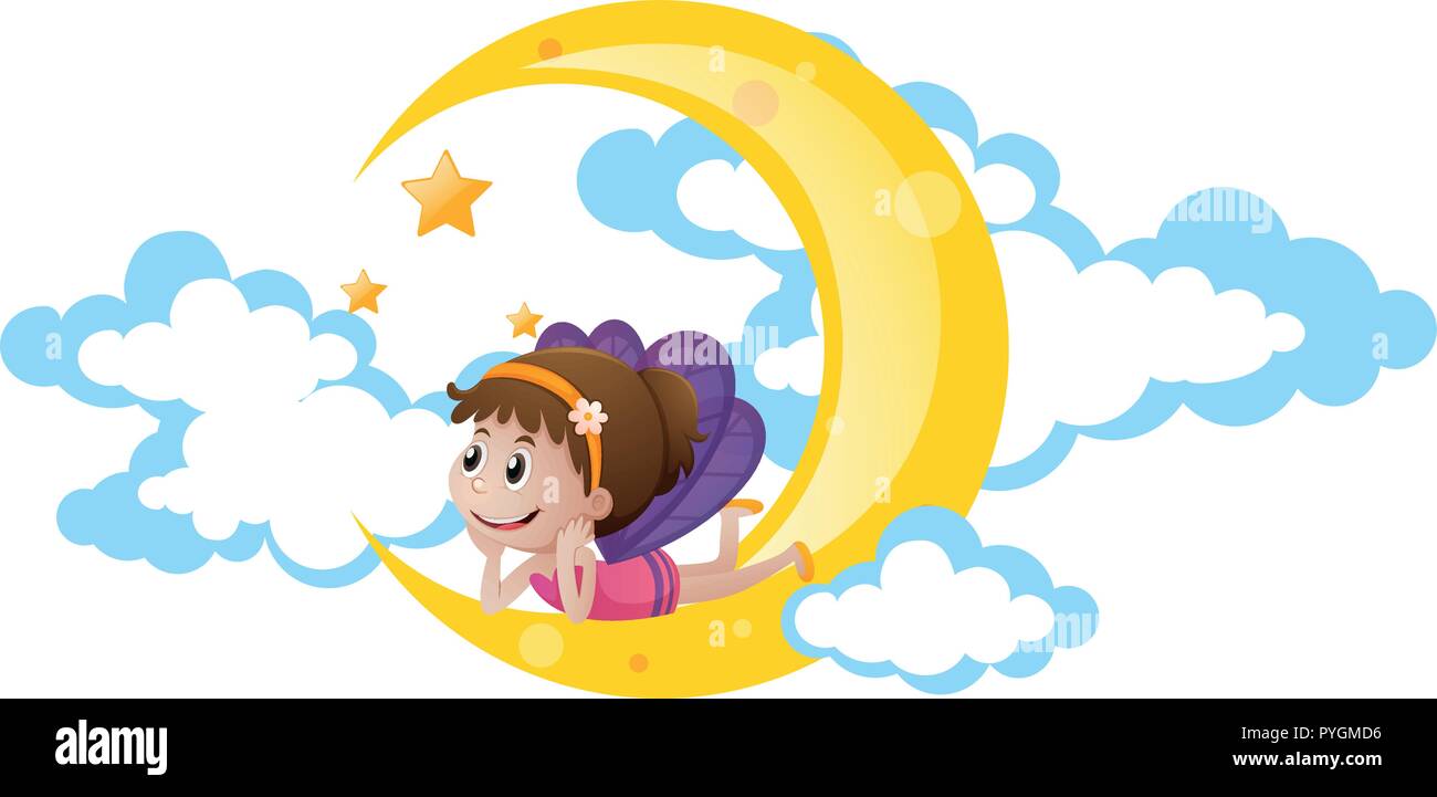 Angel on moon Stock Vector Images - Alamy