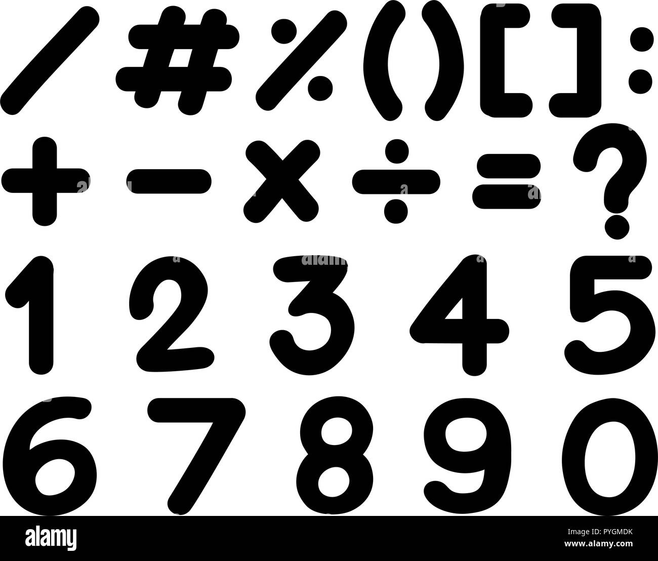 Font design for numbers and signs in black illustration Stock Vector ...
