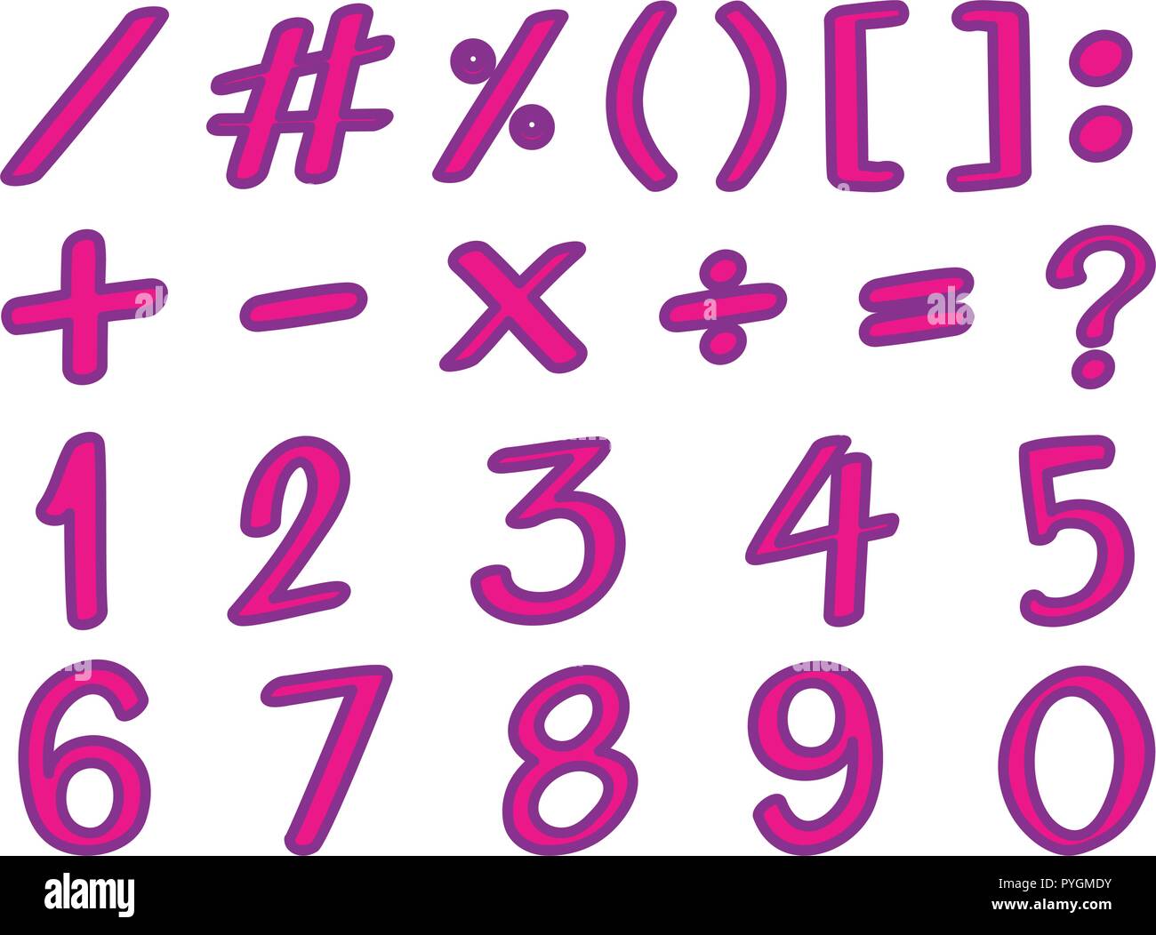 Font design for numbers and signs illustration Stock Vector Image & Art ...