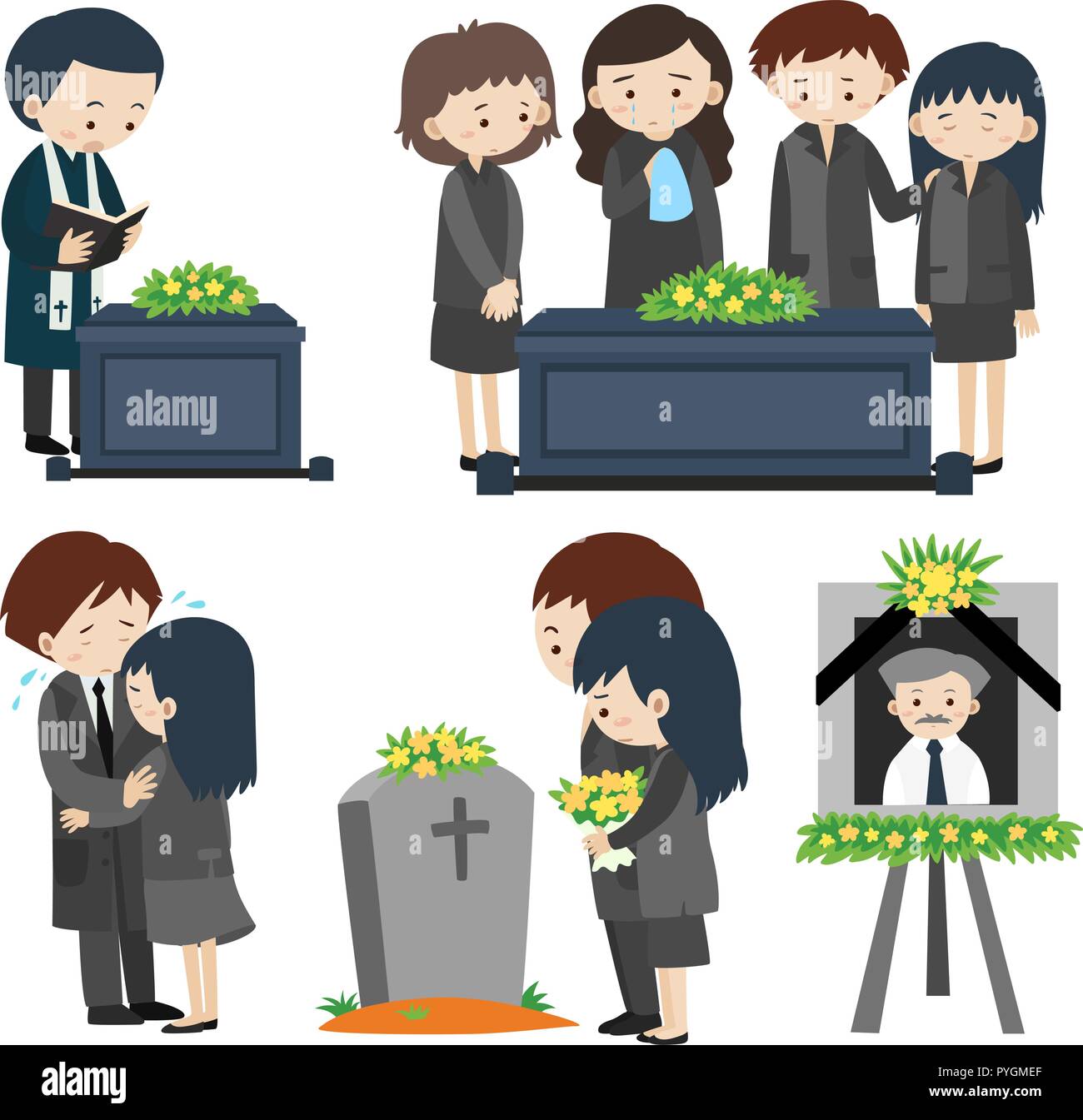 Sad People Crying At Funeral Illustration Stock Vector, 46% OFF