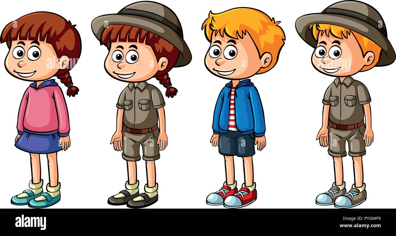 Boys and girls with happy faces illustration Stock Vector Image & Art ...