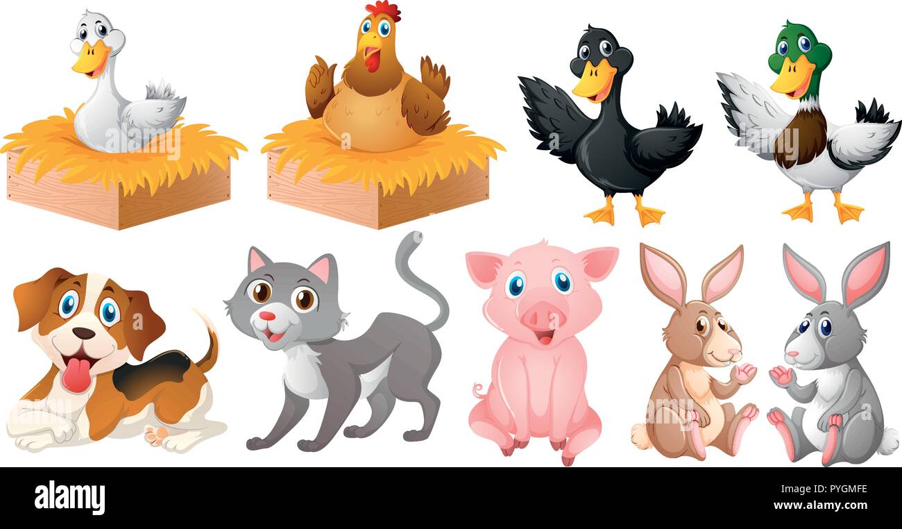 Different kinds of farm animals illustration Stock Vector Image & Art ...