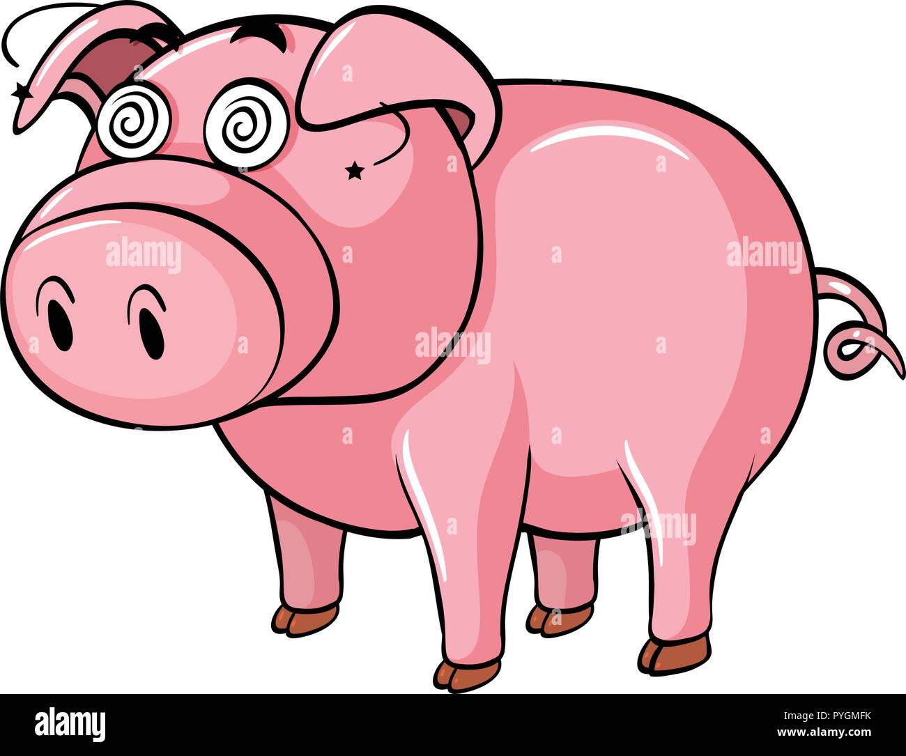 Dizzy pig on white background illustration Stock Vector Image & Art - Alamy