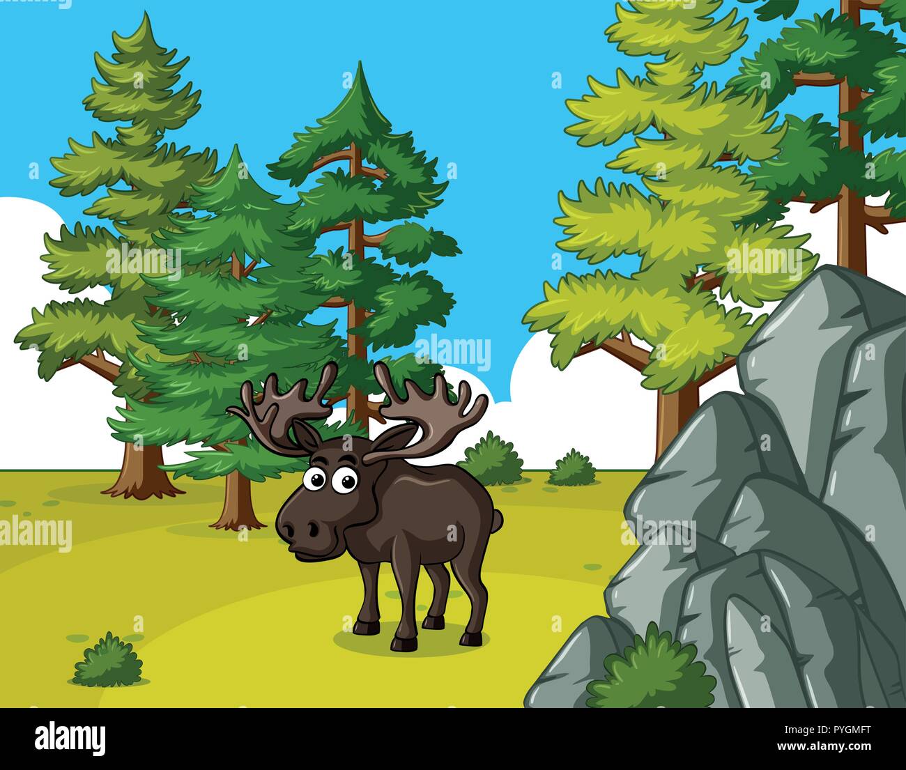 One moose standing in the field illustration Stock Vector Image & Art ...