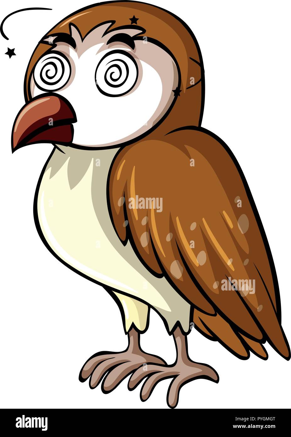 Brown owl with dizzy eyes illustration Stock Vector Image & Art - Alamy