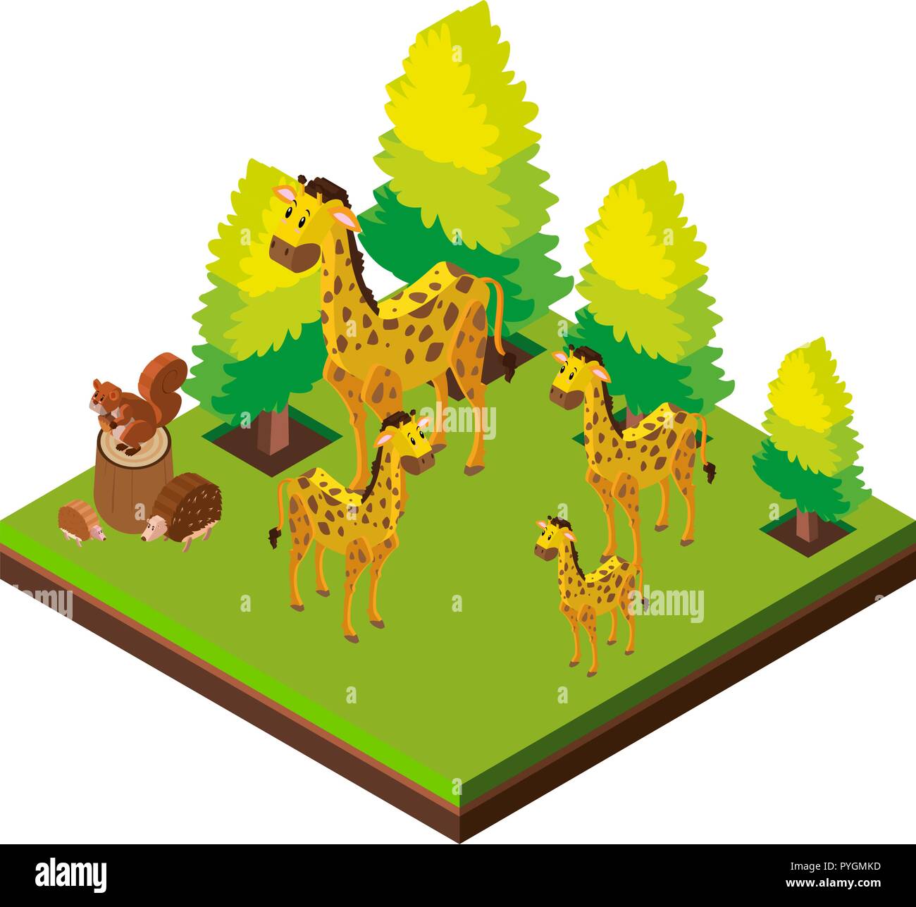 3D design for giraffes in the zoo illustration Stock Vector Image & Art ...