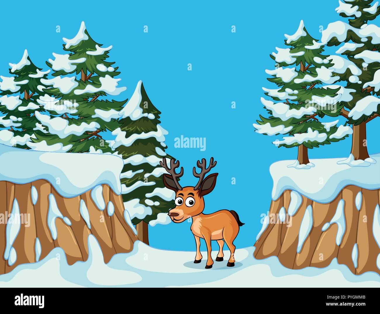 One deer in snow mountain illustration Stock Vector Image & Art - Alamy