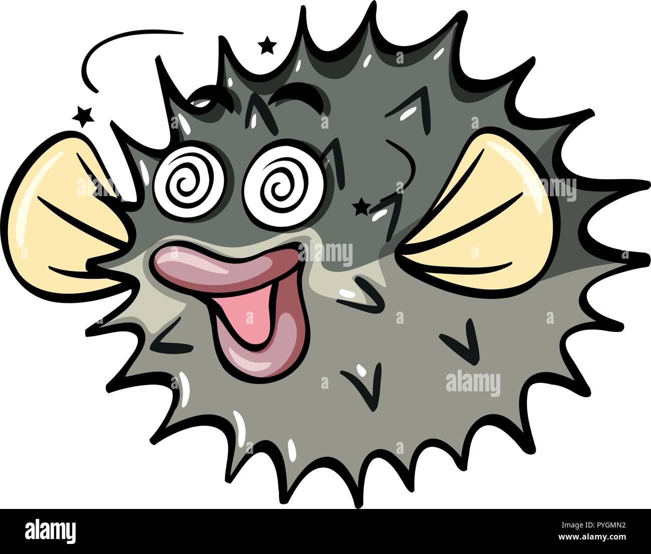 Pufferfish with dizzy face illustration Stock Vector Image & Art - Alamy