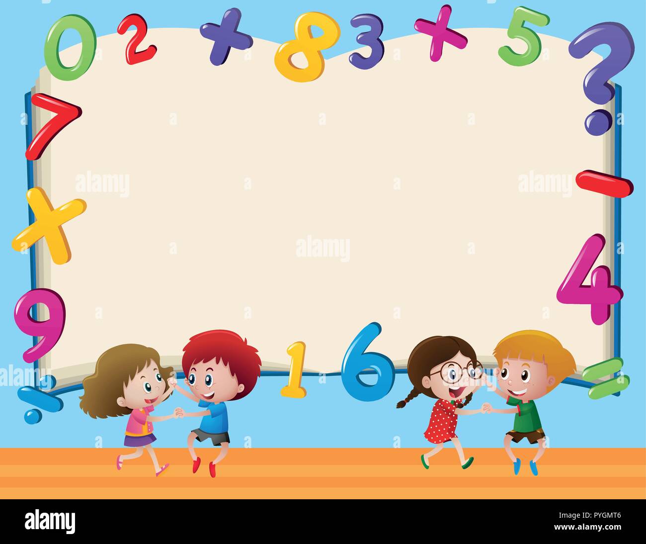 Border template with kids and numbers illustration Stock Vector Image ...