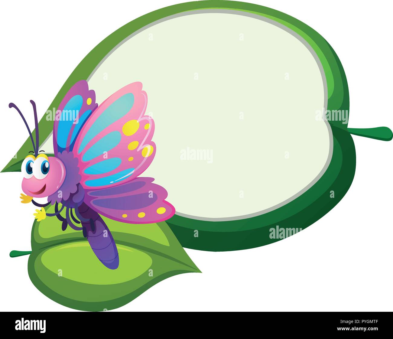 Border template with cute butterfly illustration Stock Vector Image ...