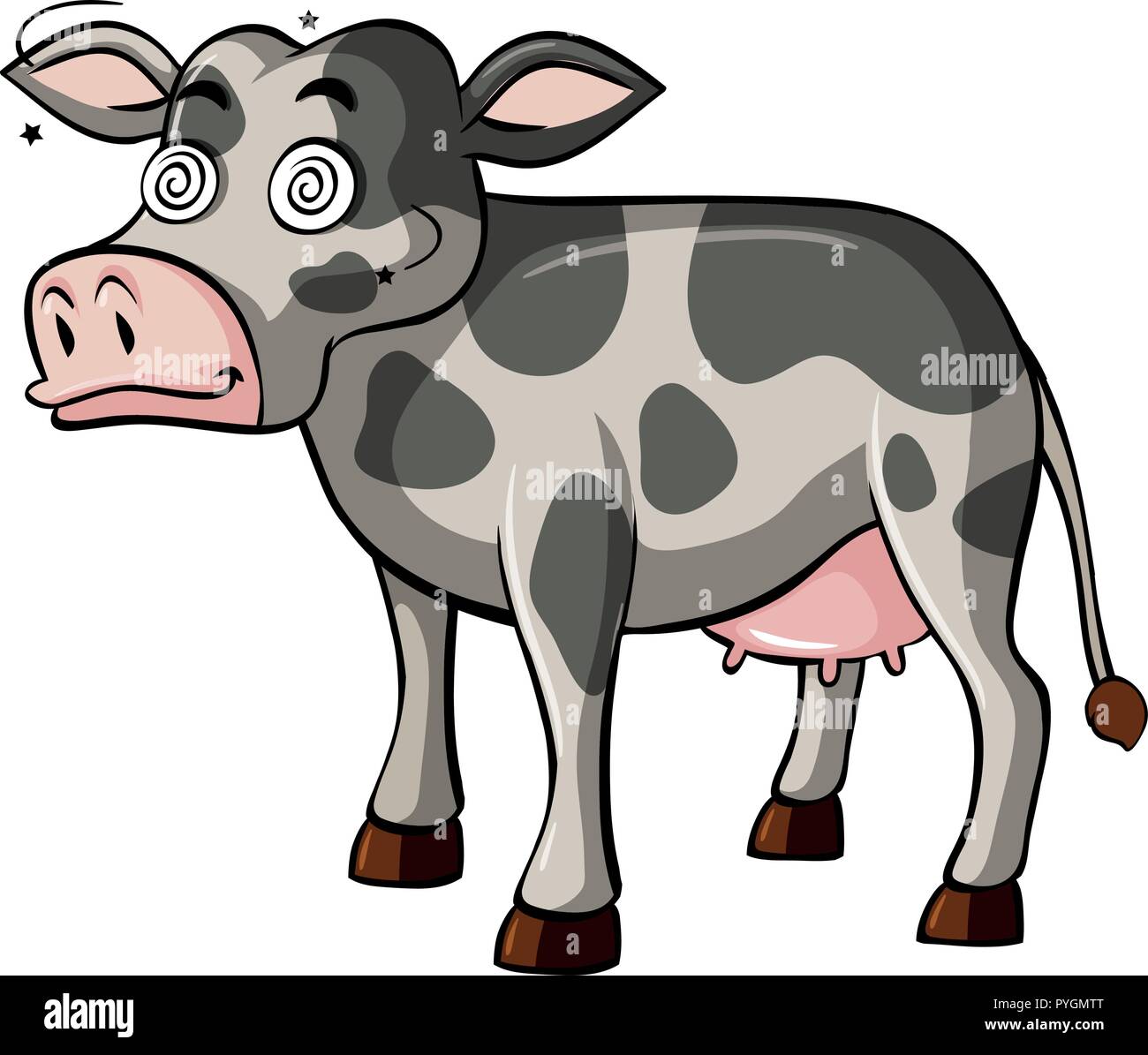 Dizzy cow on white background illustration Stock Vector Image & Art - Alamy