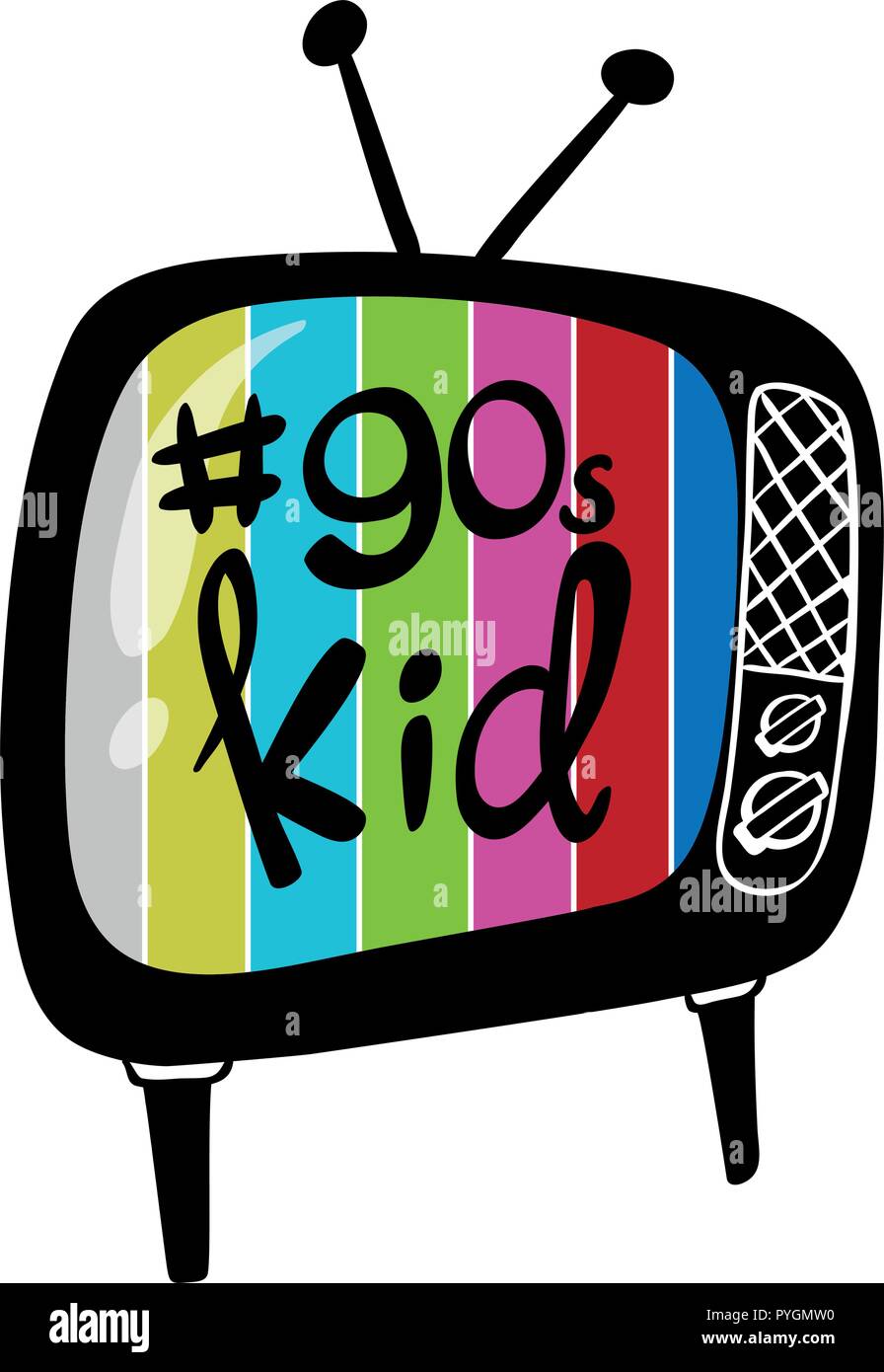 Color television with 90s kid on it illustration Stock Vector Image ...