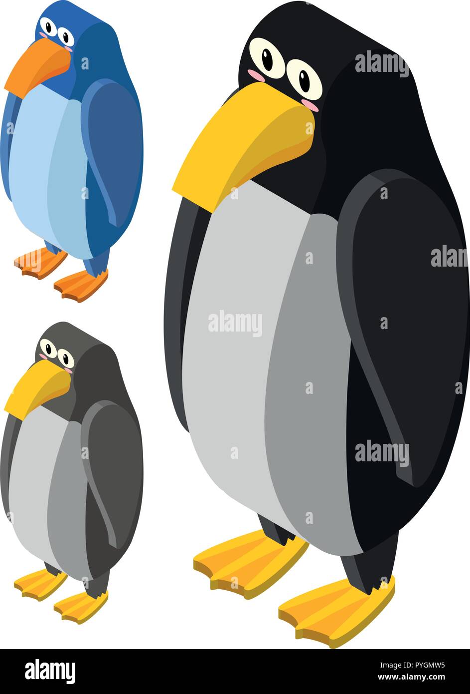 3D design for three penguins illustration Stock Vector Image & Art - Alamy