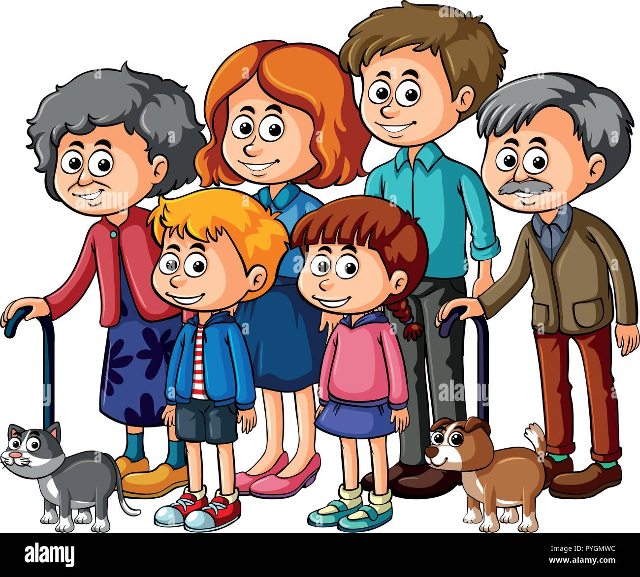 Family members with parents and kids illustration Stock Vector Image ...