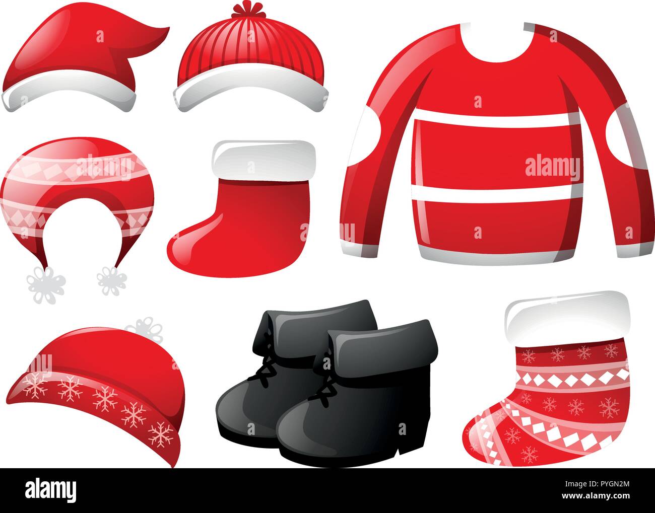 Winter clothes in red illustration Stock Vector Image & Art - Alamy