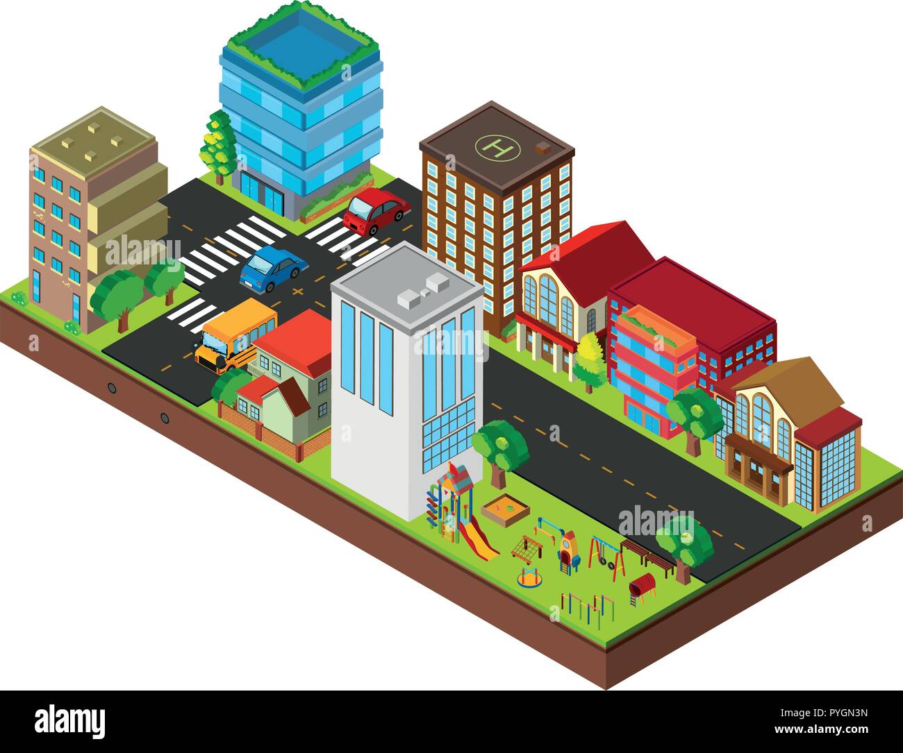 3D design for city street with buildings illustration Stock Vector ...