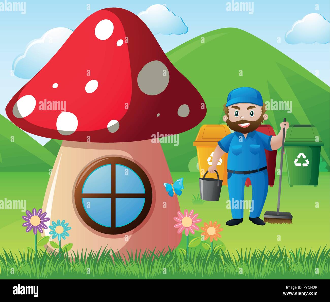 Cleaner in the park illustration Stock Vector Image & Art - Alamy