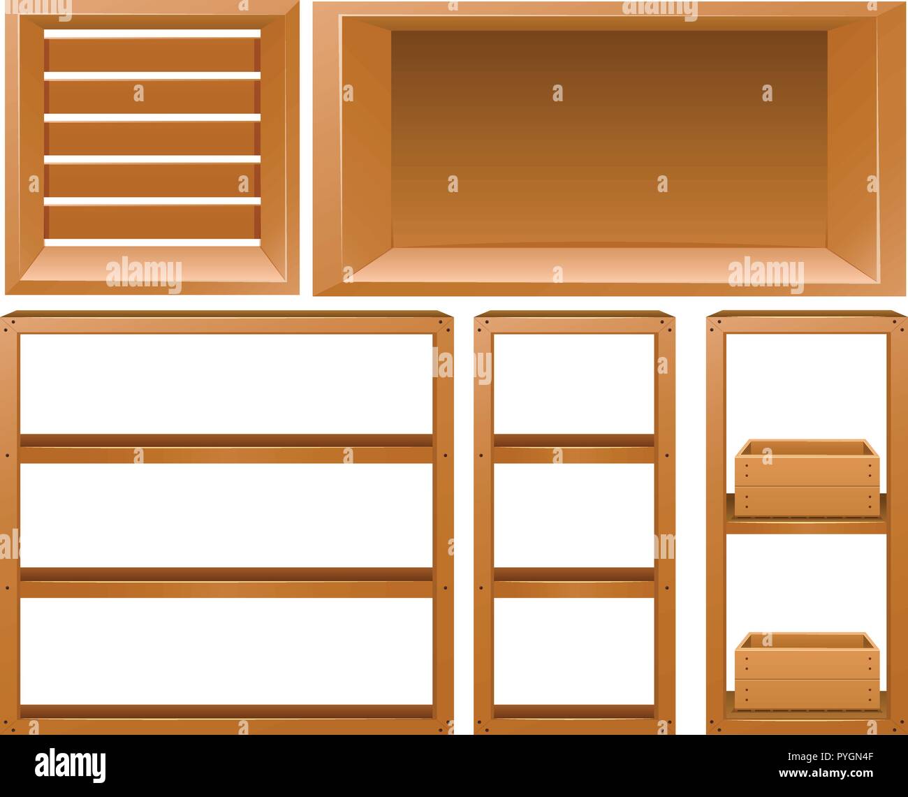 Wooden shelves and frames illustration Stock Vector Image & Art - Alamy