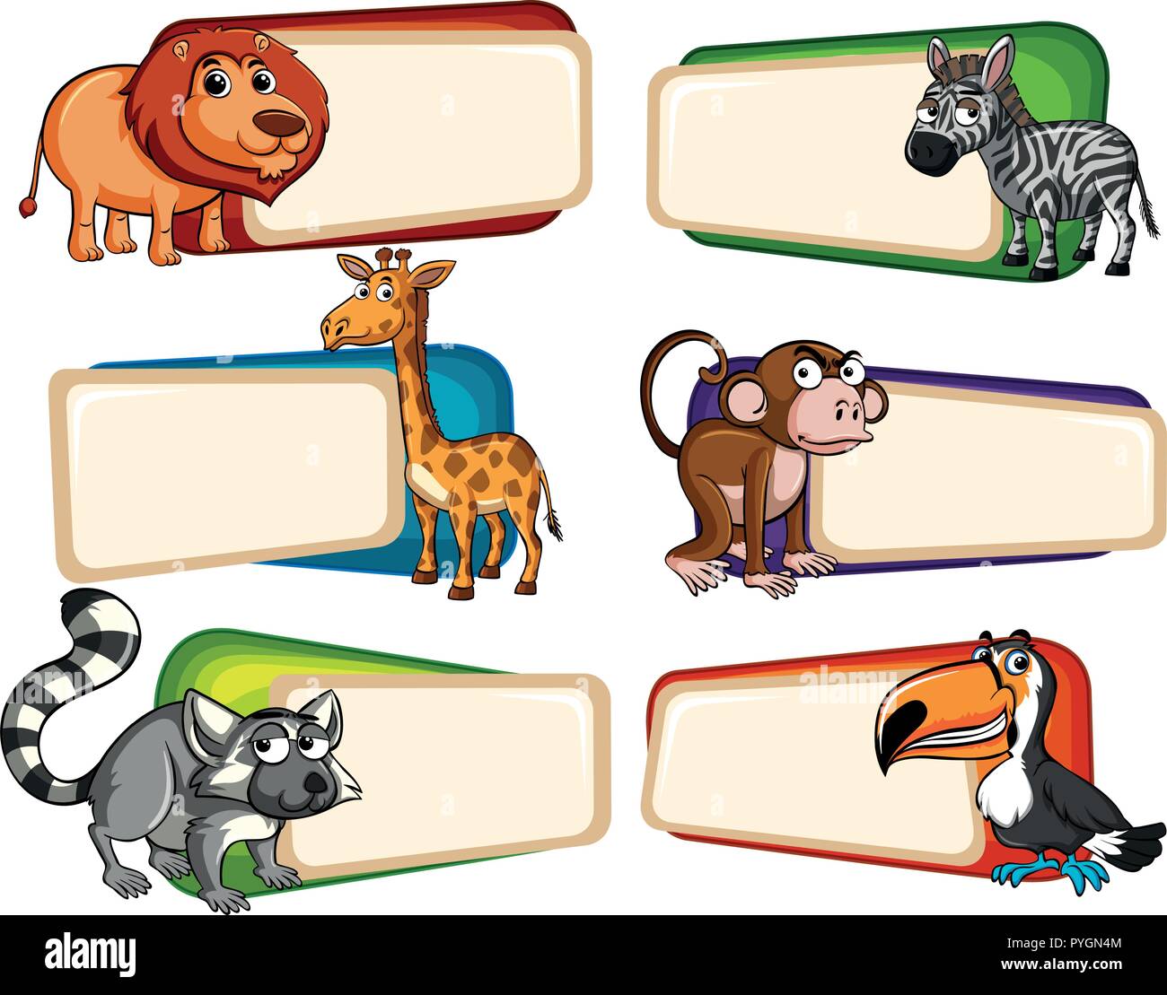 Banner design with wild animals illustration Stock Vector Image & Art ...