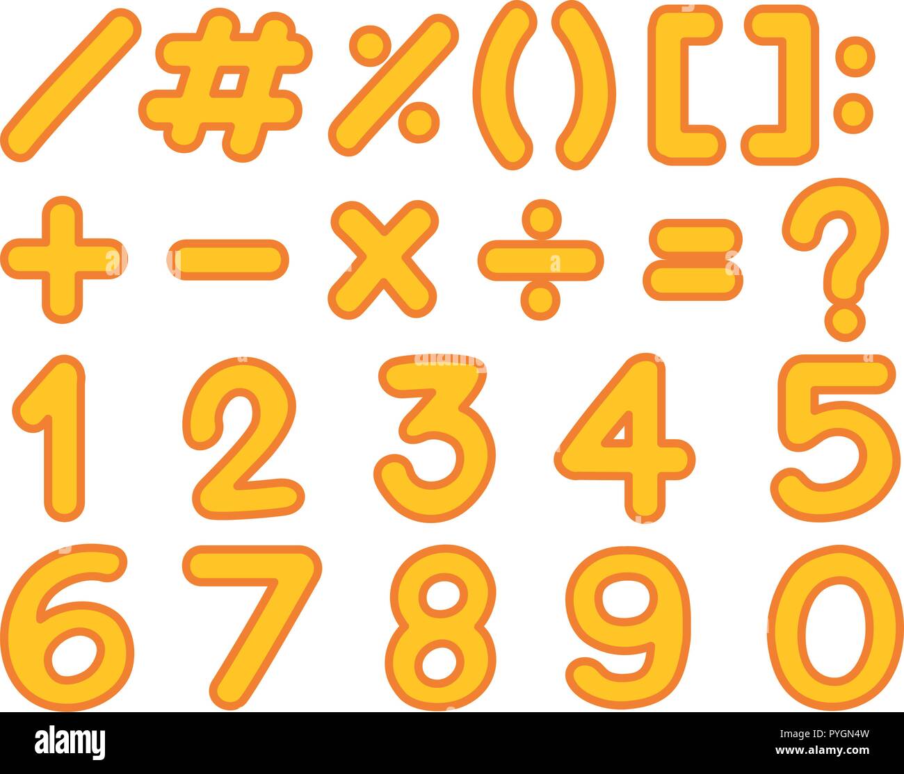 Numbers and signs template in yellow color illustration Stock Vector ...