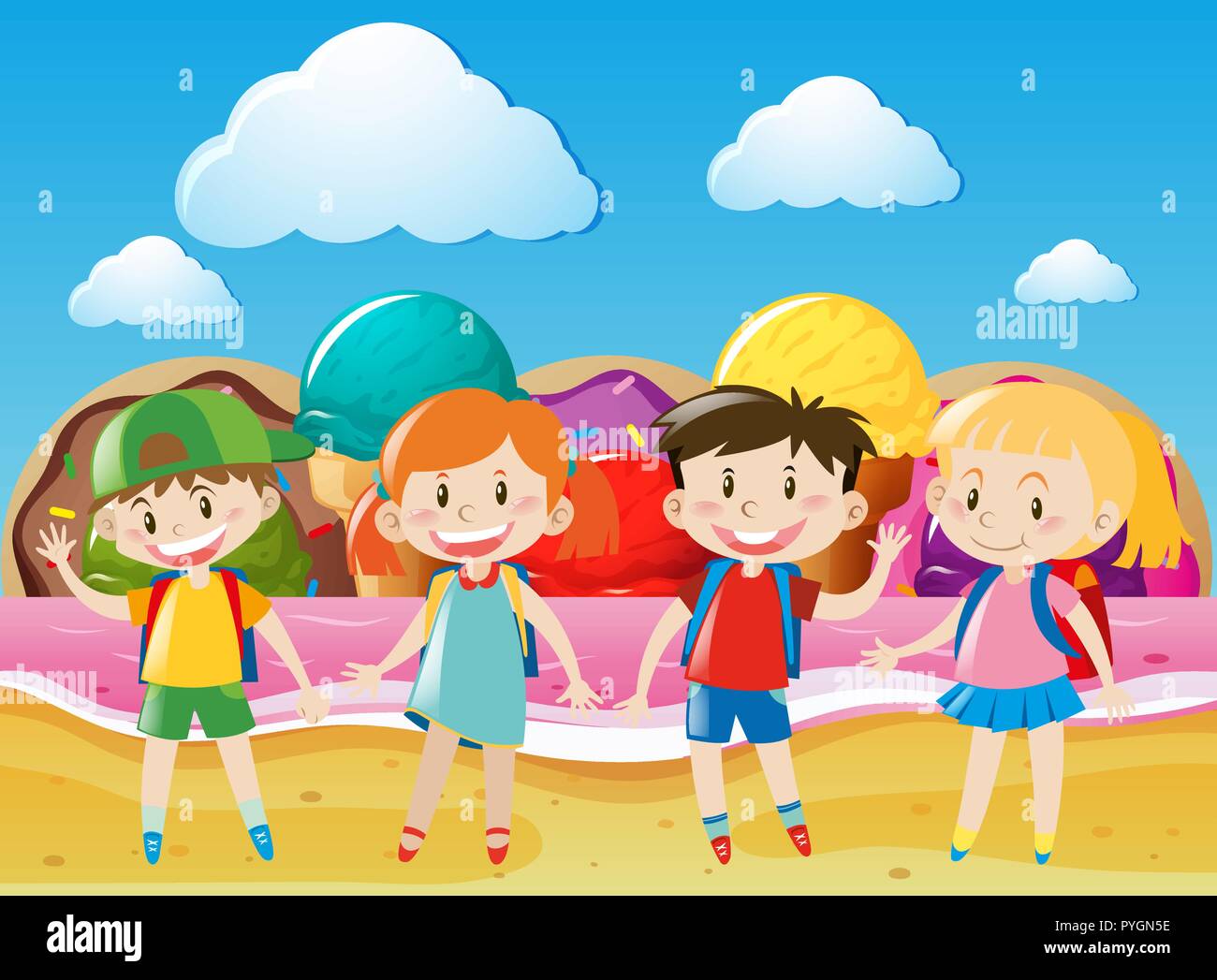 Fat kid beach Stock Vector Images - Alamy