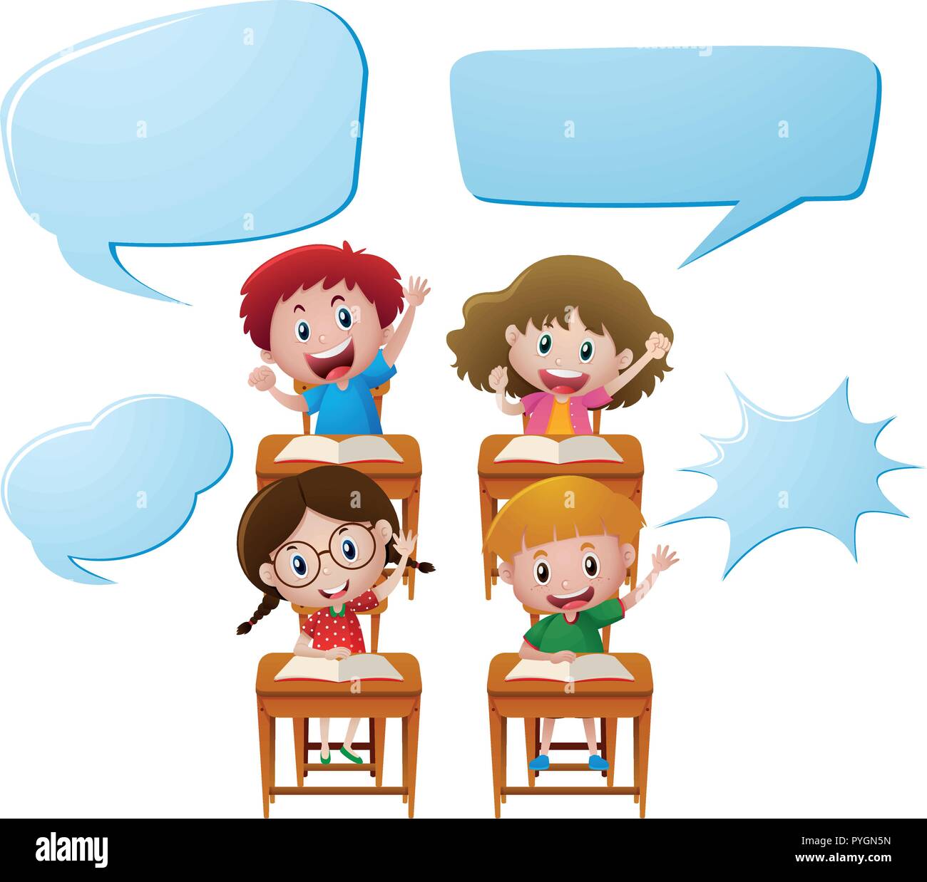 Four kids learning in classroom illustration Stock Vector Image & Art ... Four kids learning in classroom illustration Stock Vector Image & Art ...