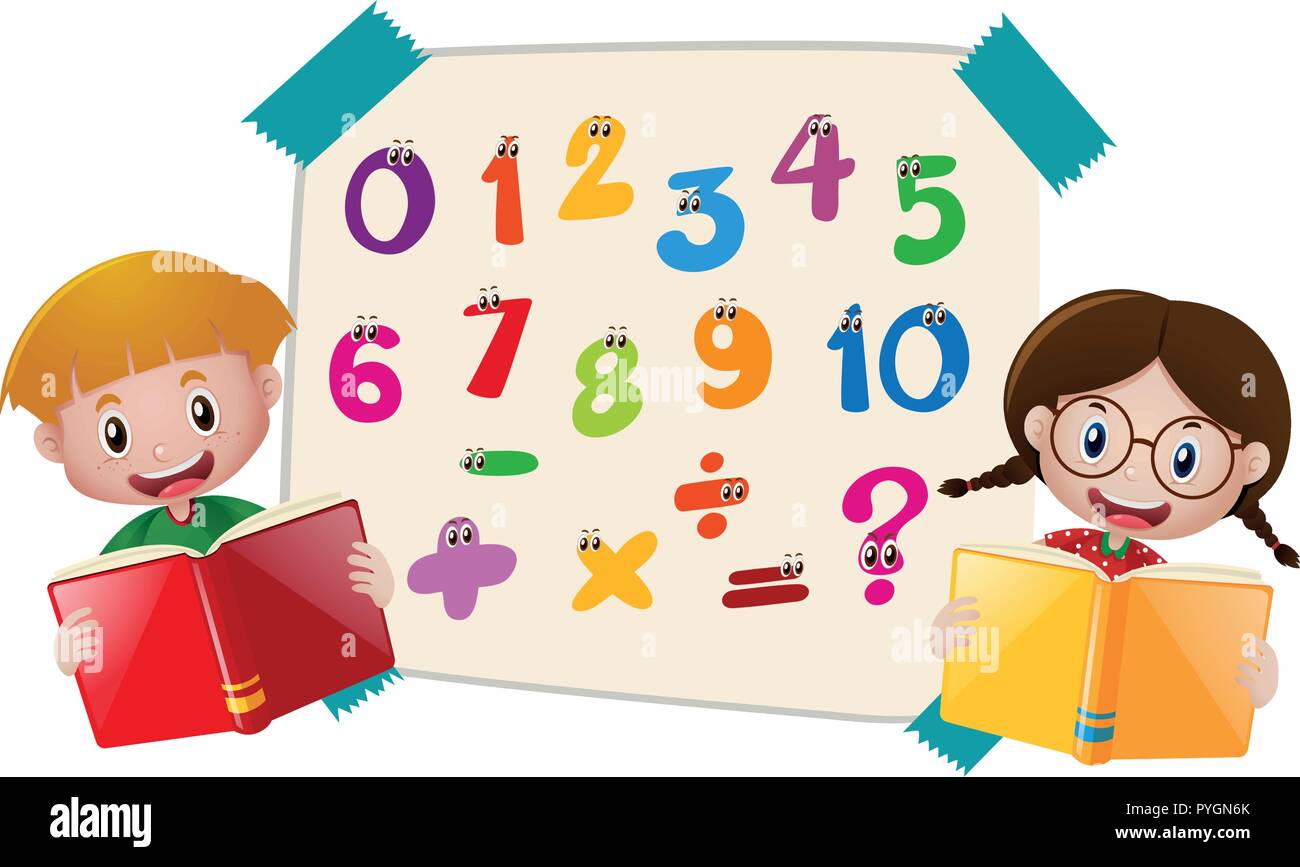 Kids and numbers on paper illustration Stock Vector Image & Art - Alamy