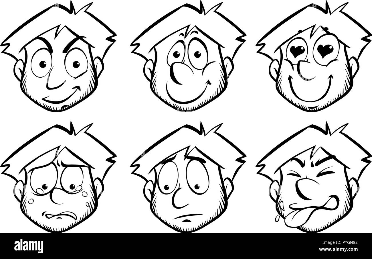Man with different emotions illustration Stock Vector Image & Art - Alamy
