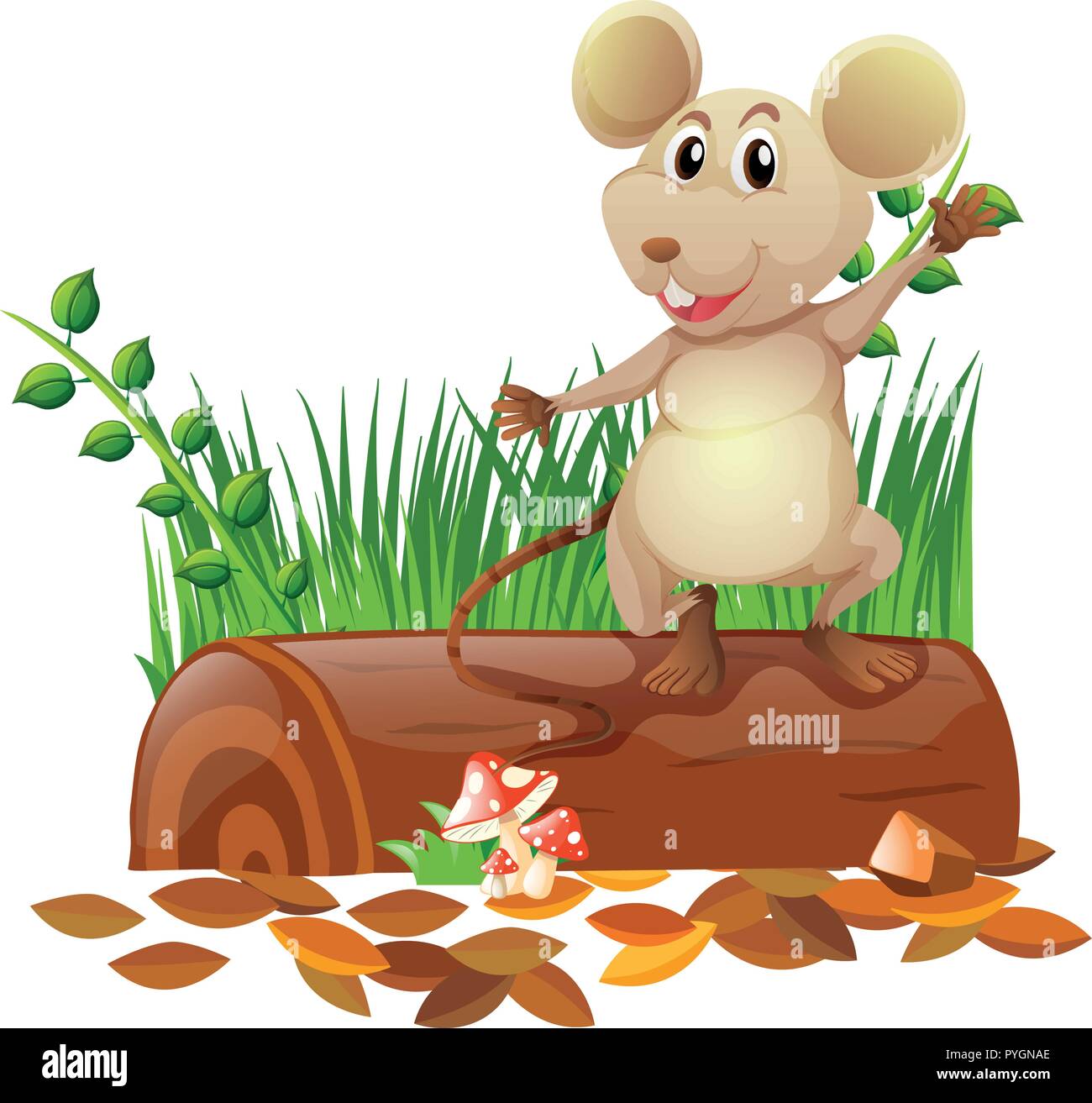 Little mouse on the log illustration Stock Vector Image & Art - Alamy