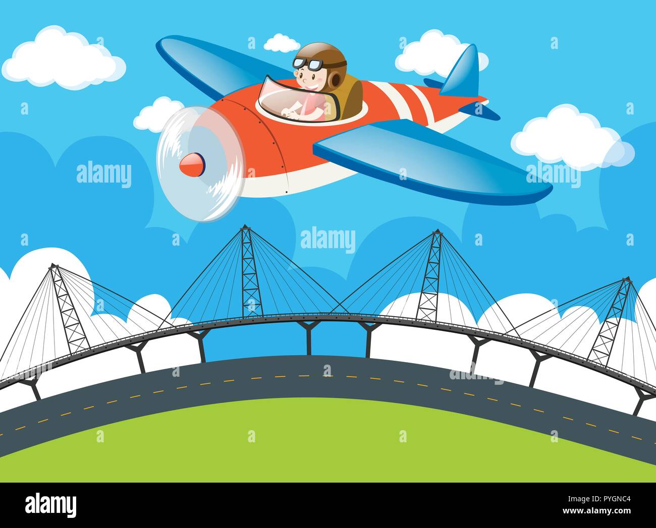 Airplane flying over city Stock Vector Images - Alamy