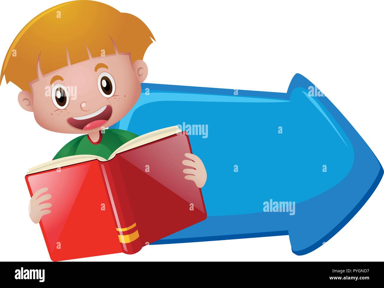Blue arrow with boy reading book illustration Stock Vector Image & Art ...