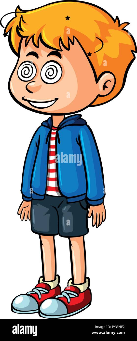 Little boy with dizzy eyes illustration Stock Vector Image & Art - Alamy