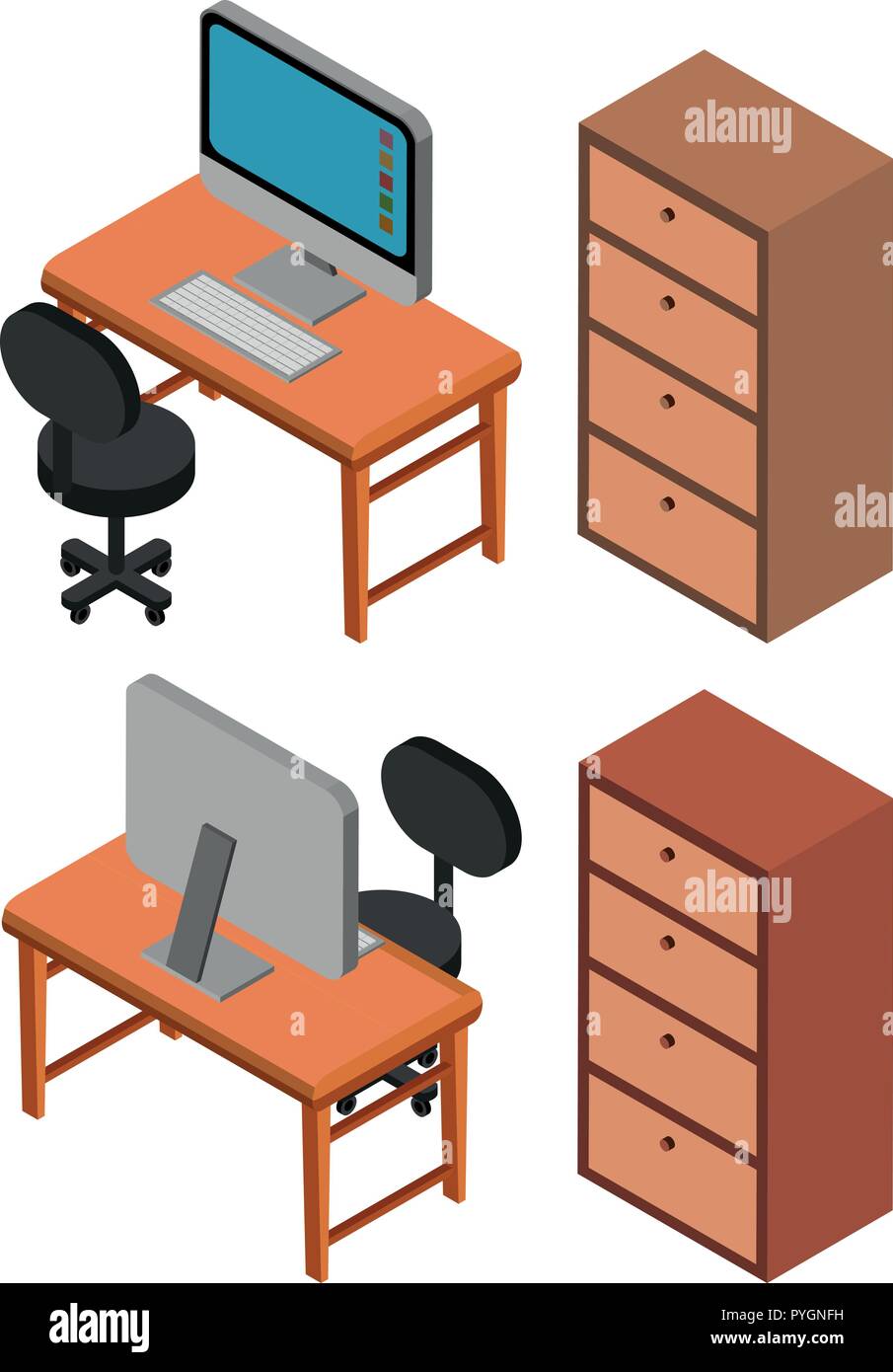 Office symmetry desk Stock Vector Images - Alamy