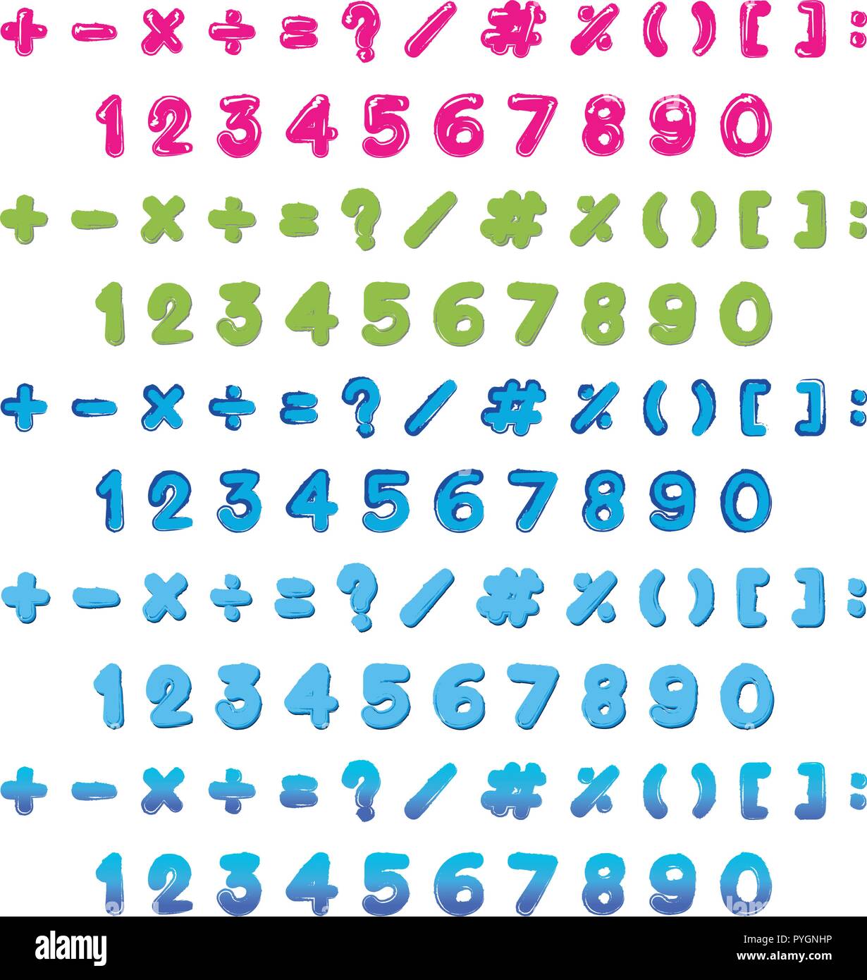 Numbers and signs in three colors illustration Stock Vector Image & Art ...