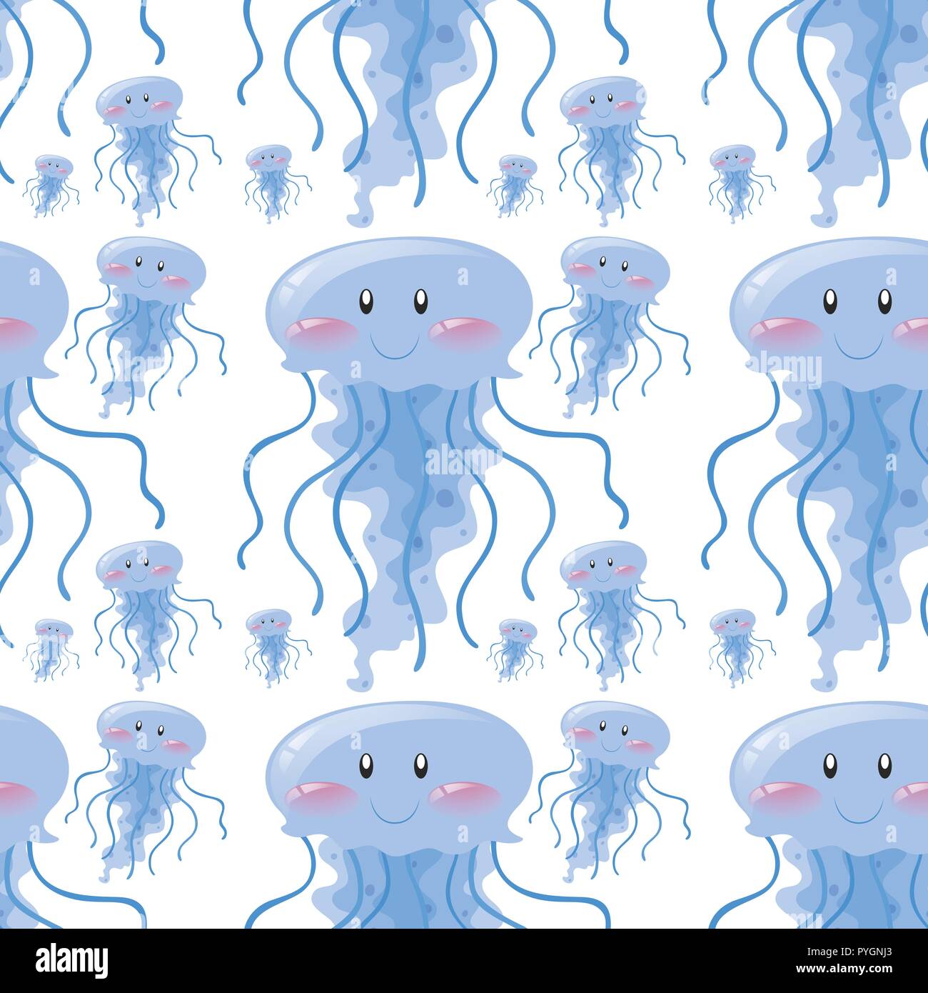 Seamless background design with cute jellyfish illustration Stock ...