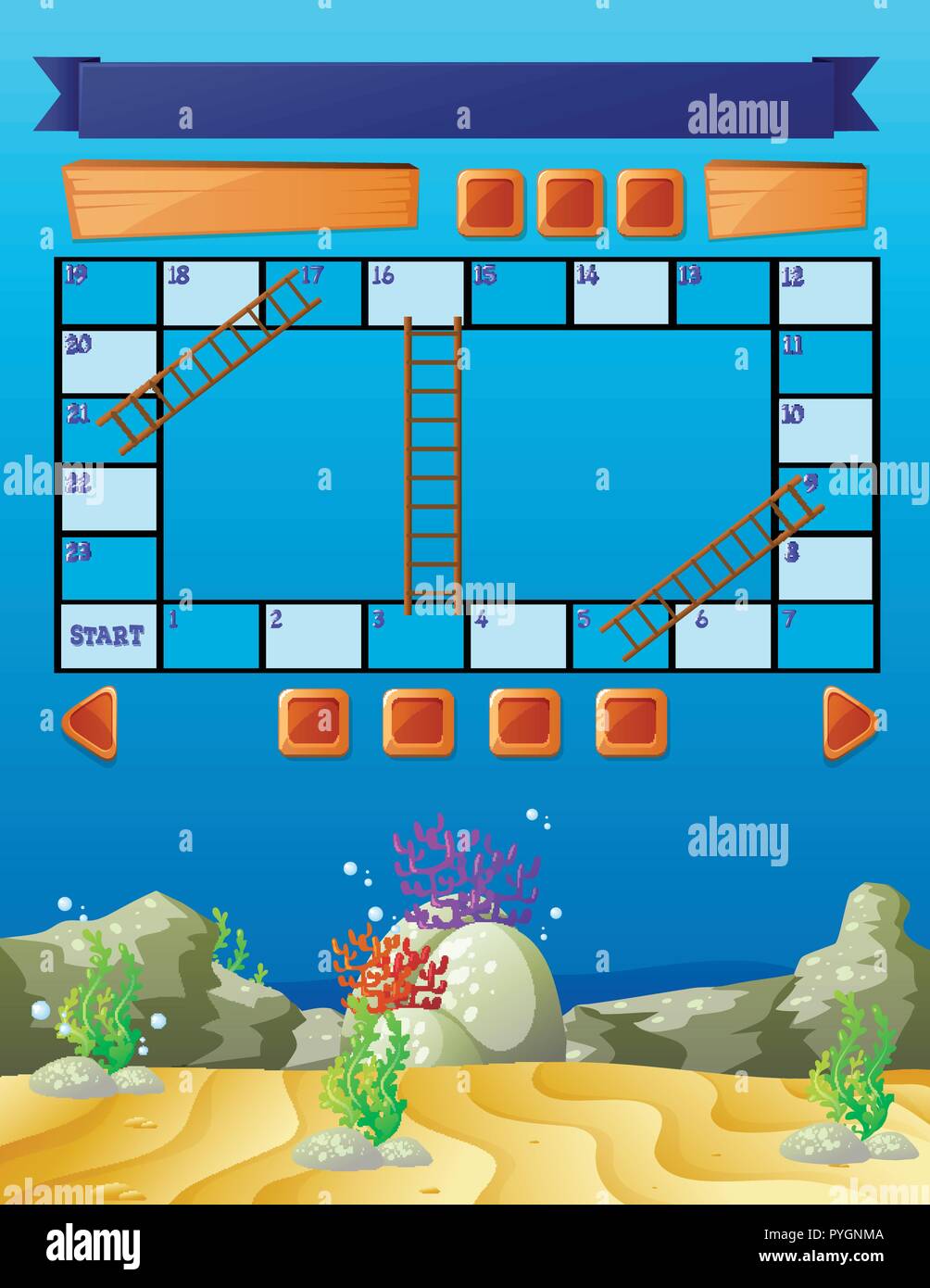 Boardgame template with underwater scene illustration Stock Vector ...
