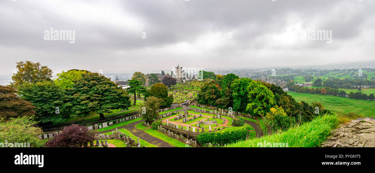A panorama of the cemetery between Stirling Castle and Church of Holy ...
