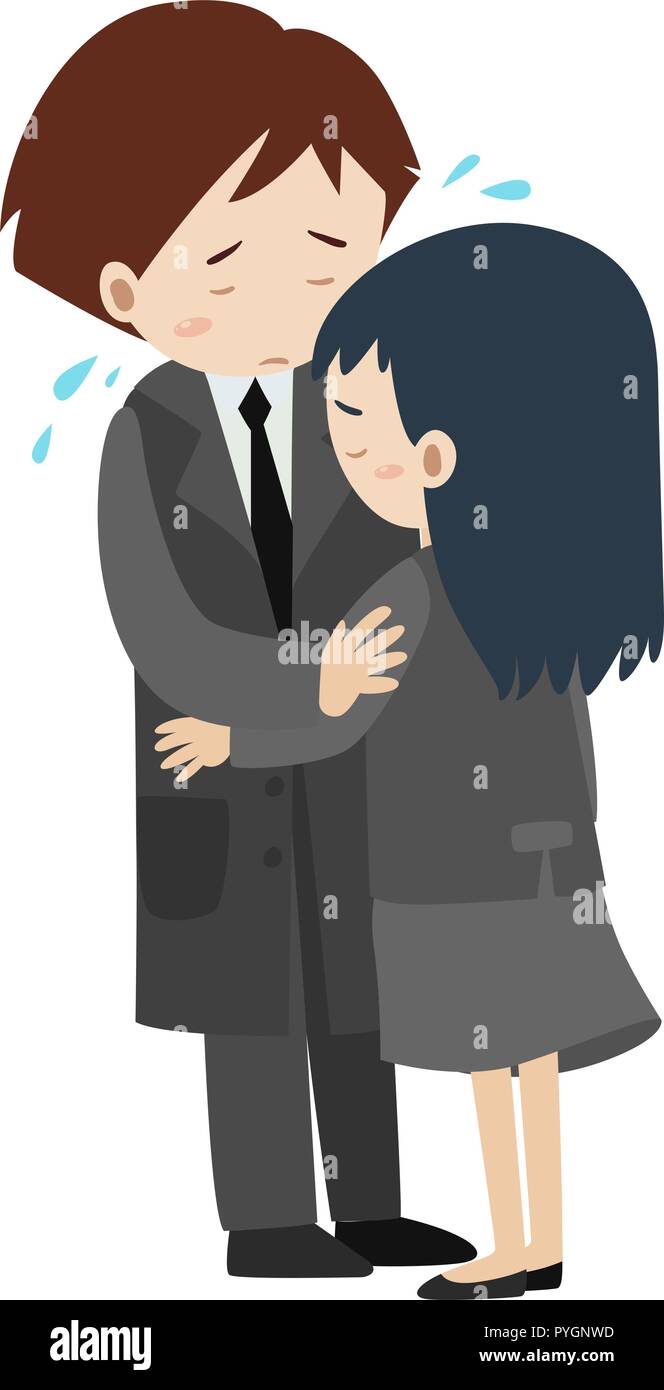 Sad people hugging and crying illustration Stock Vector Image & Art - Alamy
