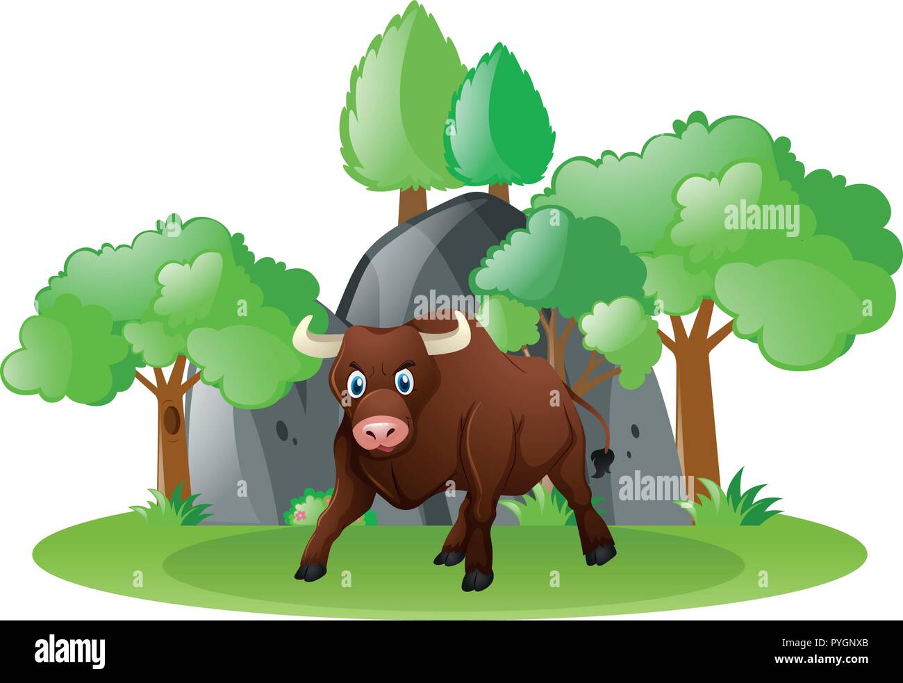Bull standing in the field illustration Stock Vector Image & Art - Alamy